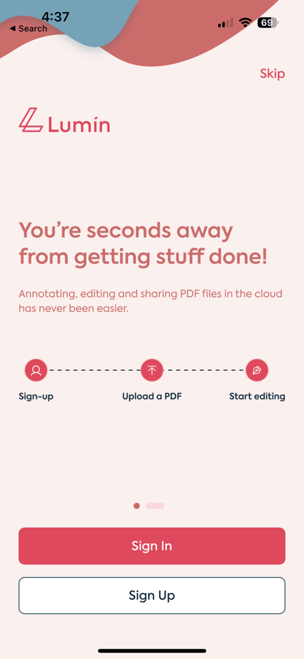 How do I sign in/sign up on the mobile app?