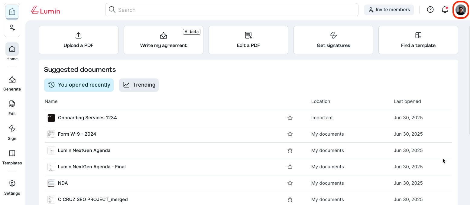 How to log out of your Lumin account