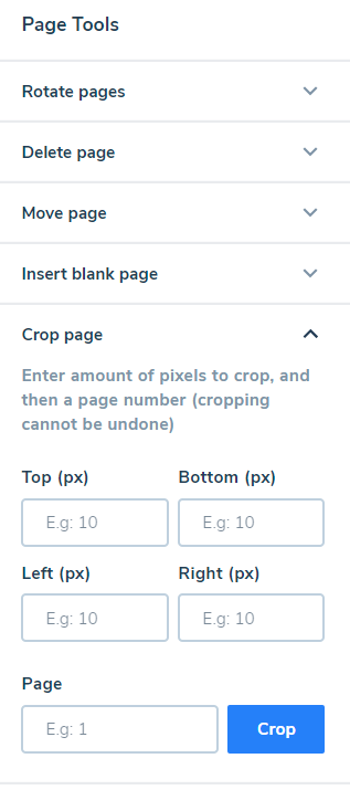 How do I crop a page?