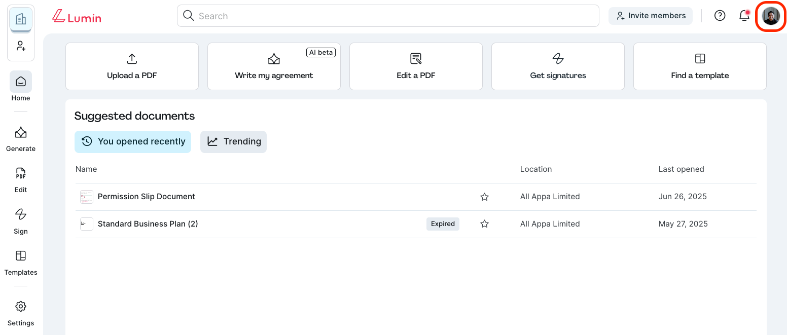 How do I change Lumin's operating language?