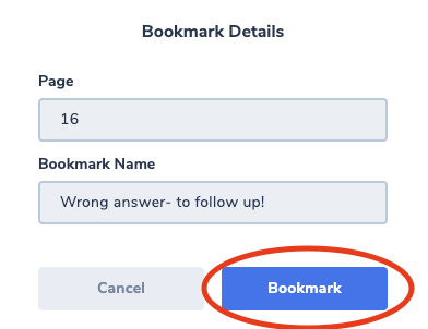 How do I Bookmark a page in my document?