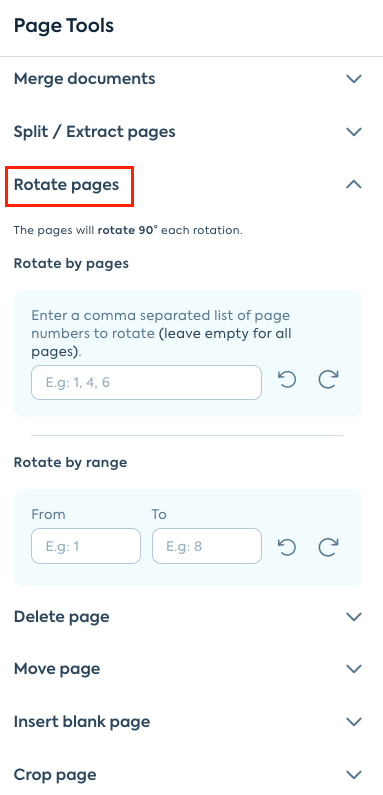 How do I rotate a page?