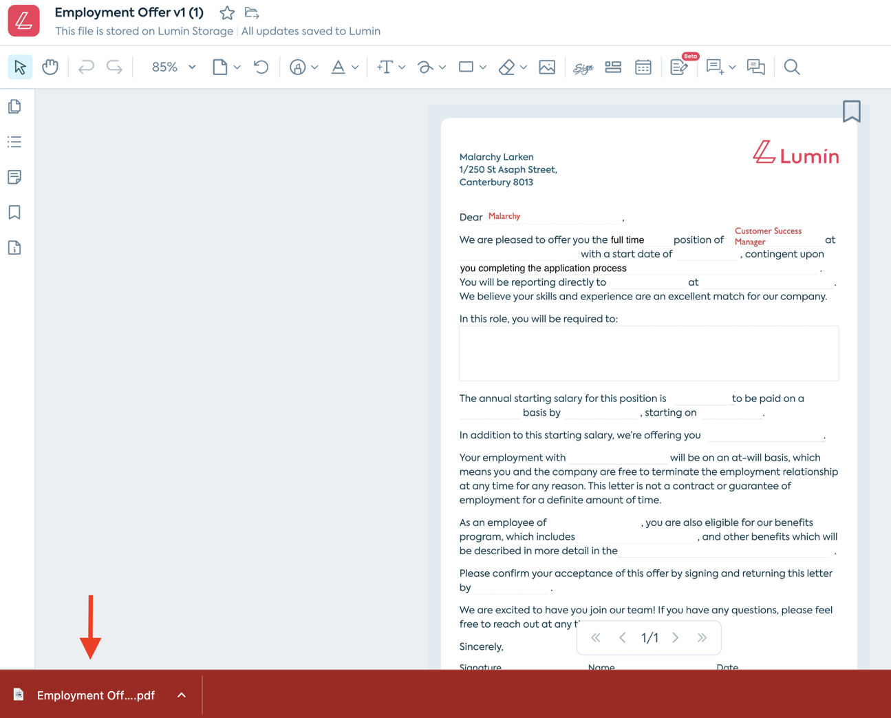 How do I send my document via email attachment?
