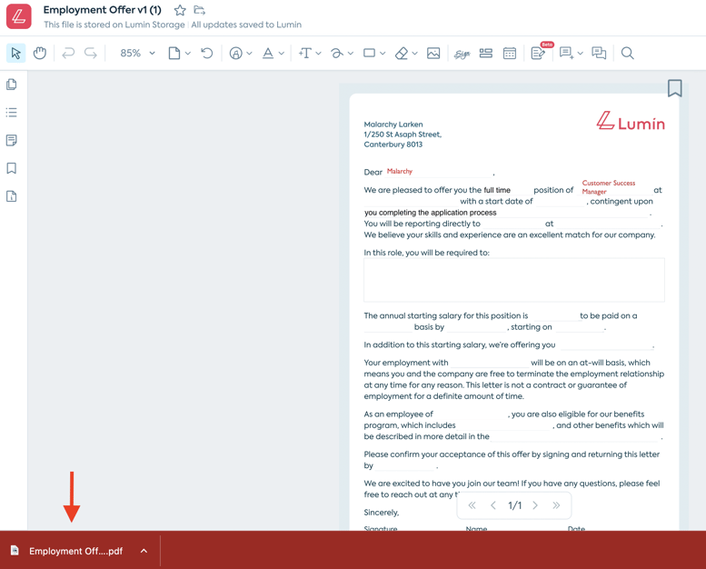 How do I send my document via email attachment?
