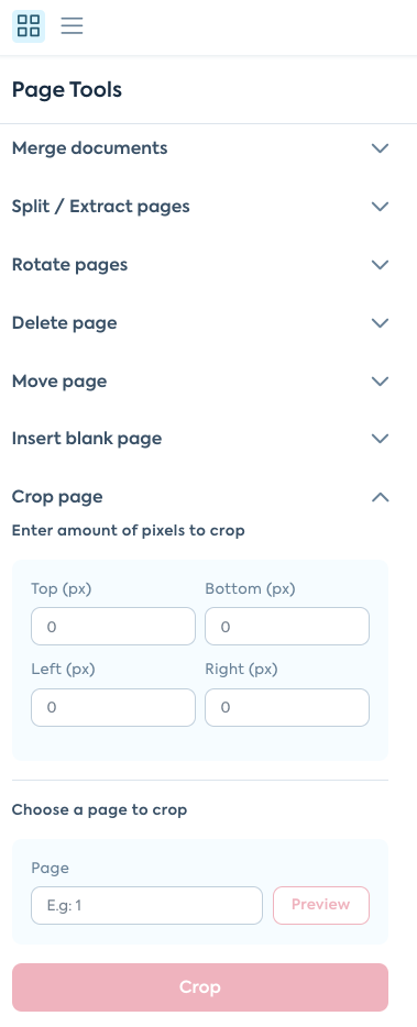 How do I crop a page?