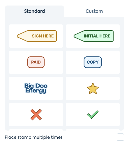 How do I add a rubber stamp to a PDF document?
