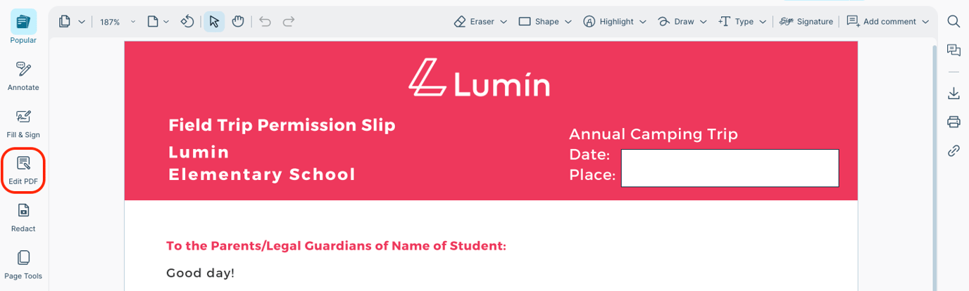 Edit PDF files online | Lumin PDF