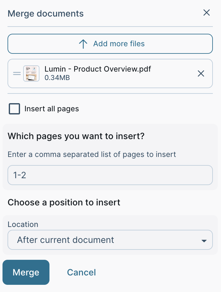 How do I merge PDF documents?