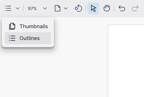 How do I create and view a document's outline?