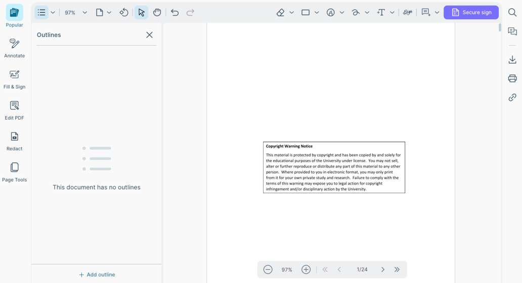 How do I create and view a document's outline?