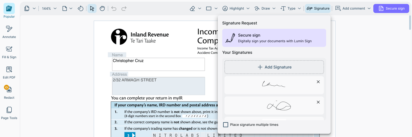 How do I collect signatures with Lumin and Lumin Sign?