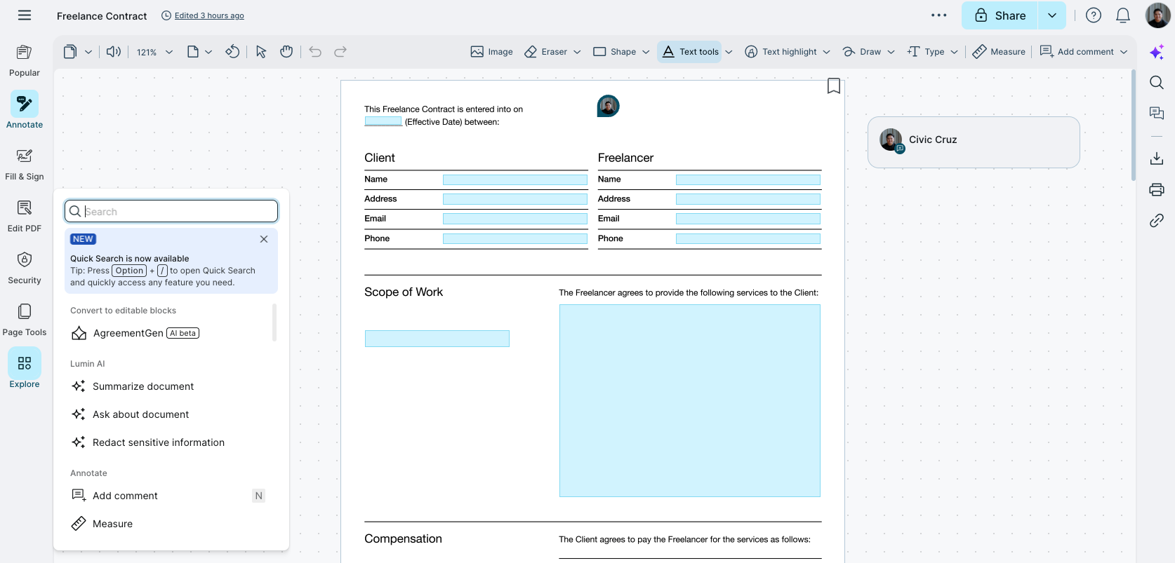 Lumin Keyboard Shortcuts