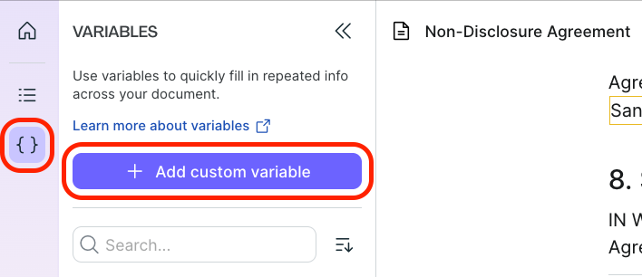 How do I add variables in my agreements using AgreementGen?
