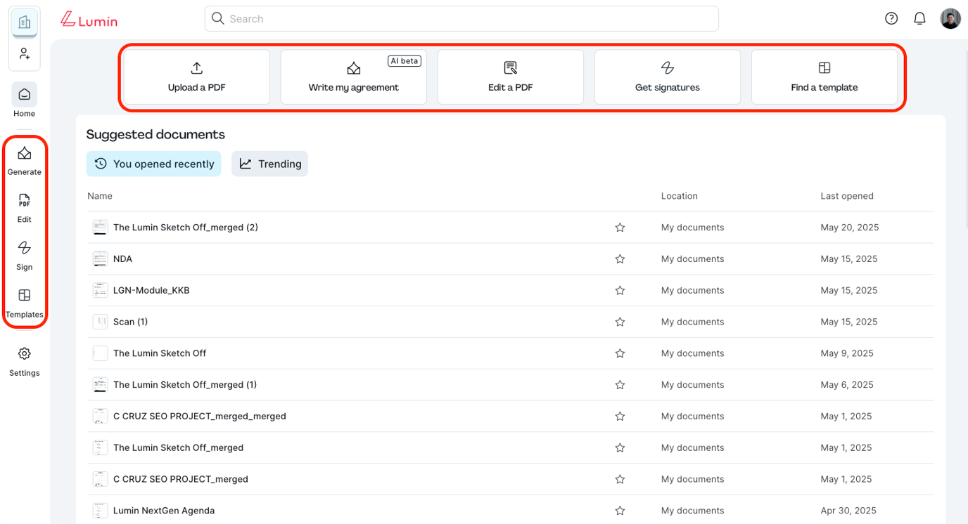 An overview of Lumin's new layout